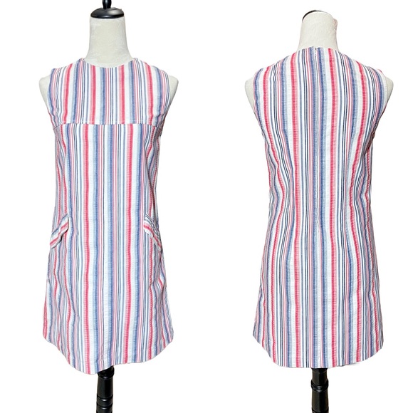 Vintage | Dresses | Vintage 96s Gogo Mod Striped Linen Feel Mini Dress ...
